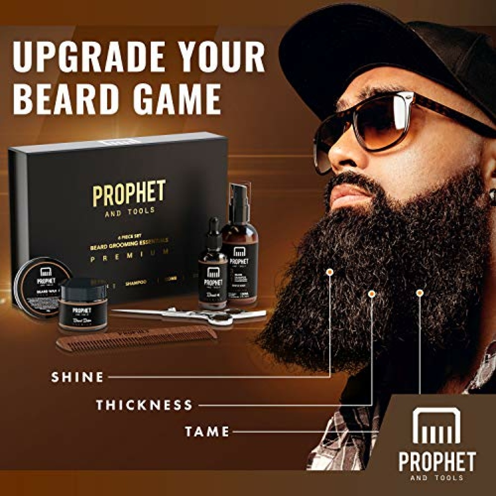 Professional 6 Pieces Mens’ Beard Grooming Kit - Includes Beard Oil ...