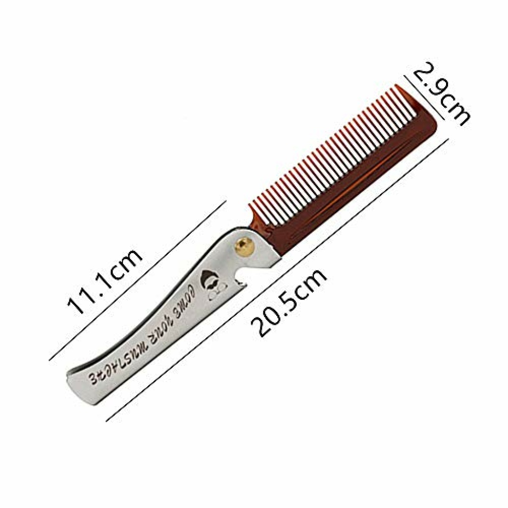 Moustache Shaping Comb Brown Folding Pocket Comb Stainless Steel Comb ...