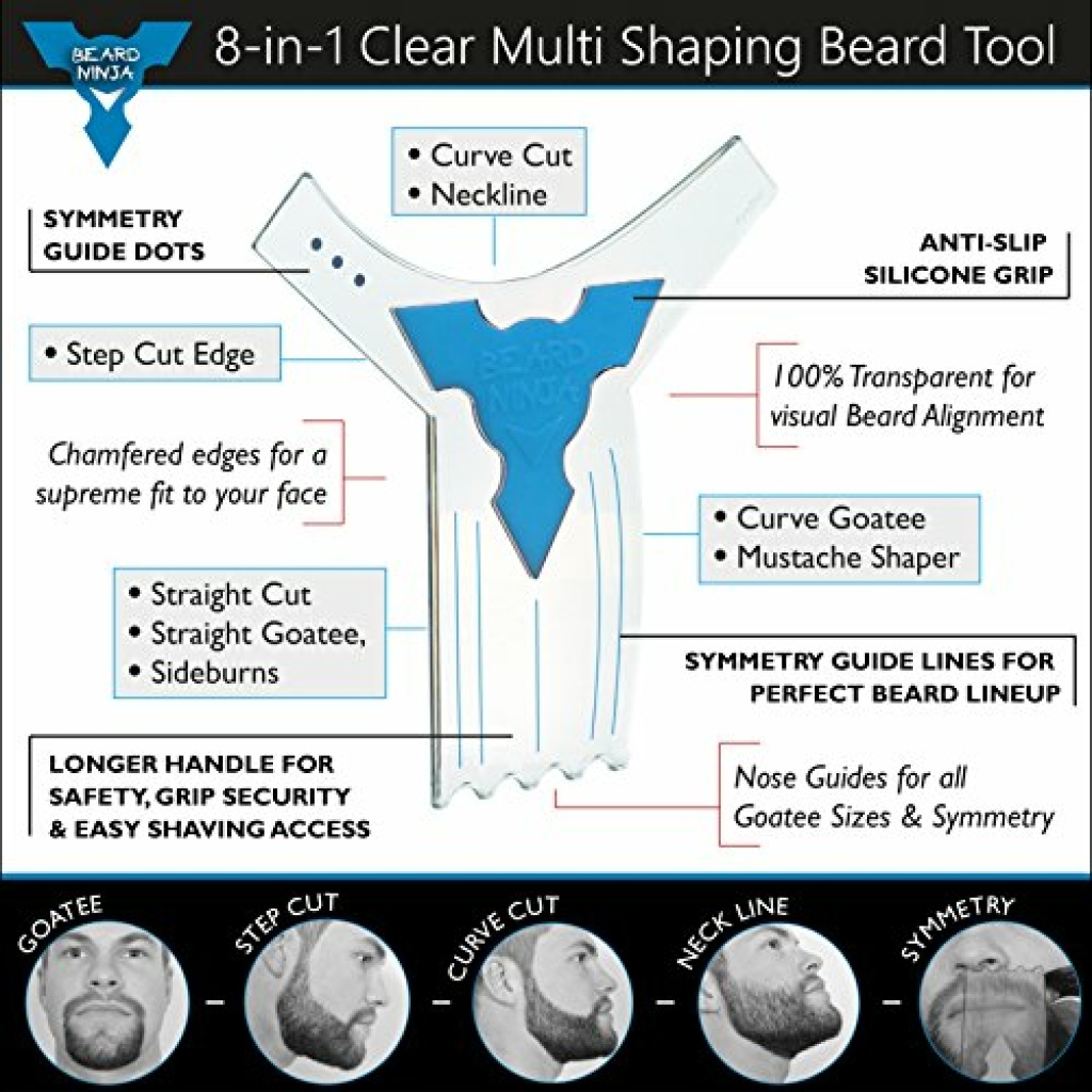 The BEARD NINJA - Beard Shaping Tool Template. Clear Shaper Guide for ...
