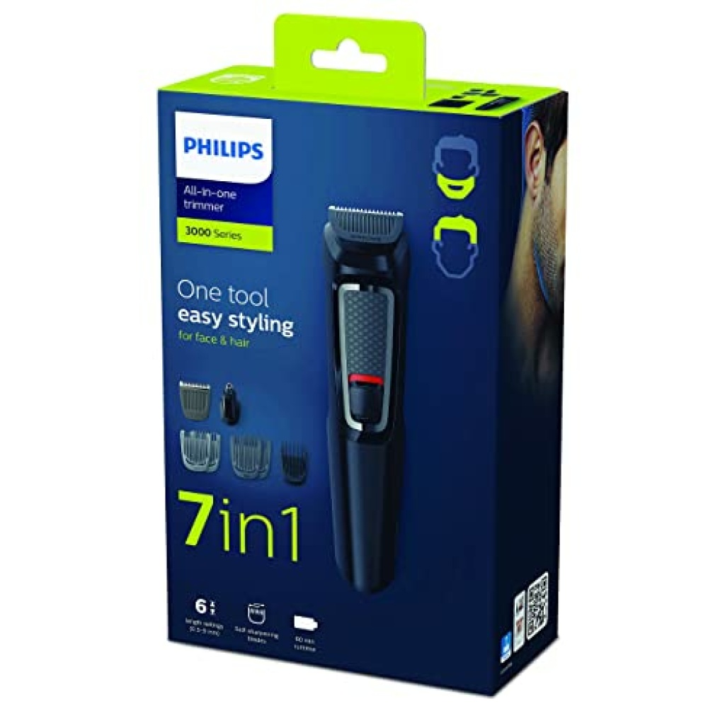 Philips 7-in-1 All-In-One Trimmer, Series 3000 Grooming Kit for Beard ...