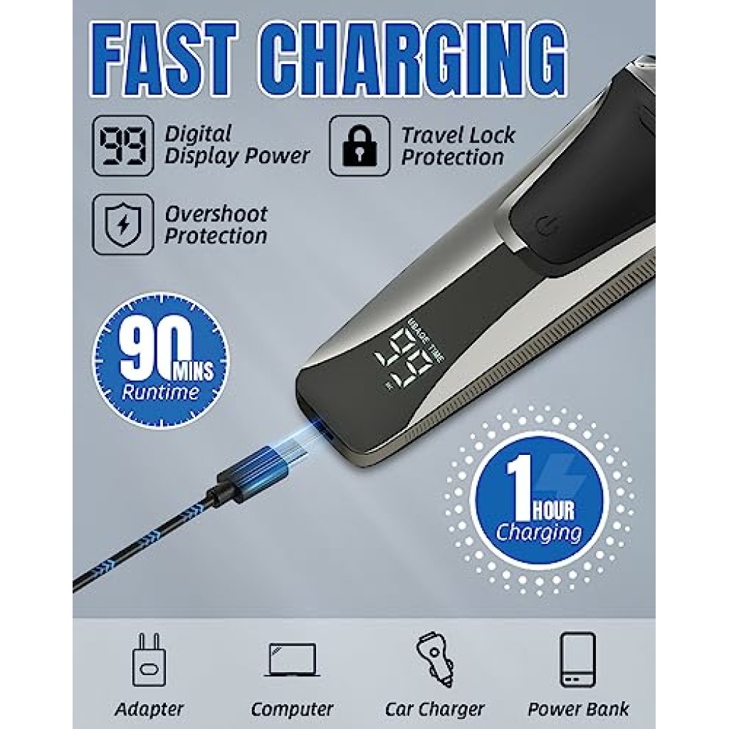 Electric Shavers Men Rechargeable - Wet and Dry Waterproof Rechargeable ...
