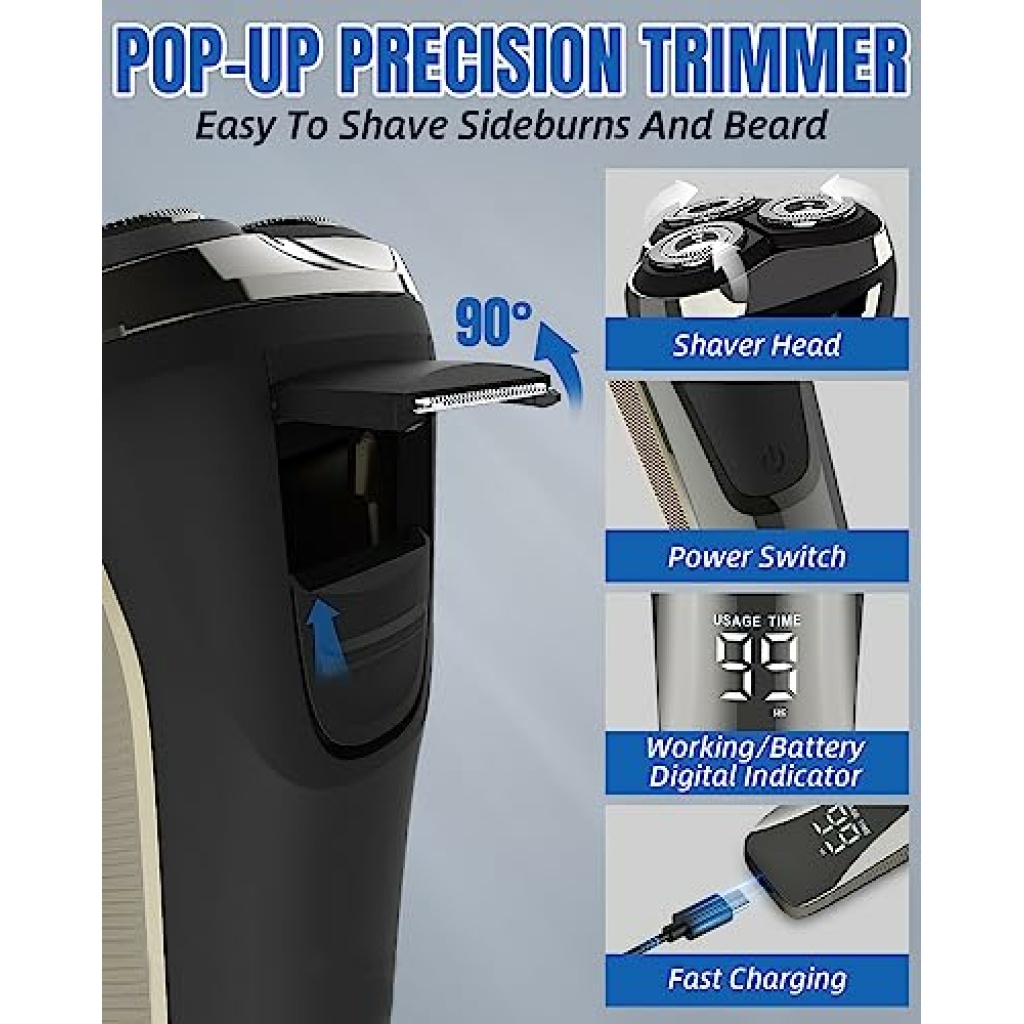 Electric Shavers Men Rechargeable - Wet and Dry Waterproof Rechargeable ...